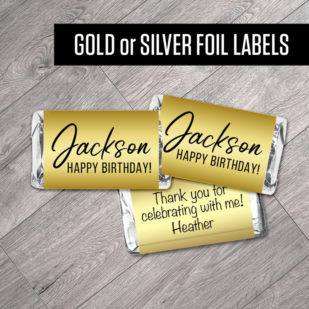 Set of 42 - Personalized Silver or Gold Metallic Foil Labels ...