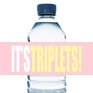It's Triplets Water Bottle Labels - Favors for a Triplet Baby Shower ...