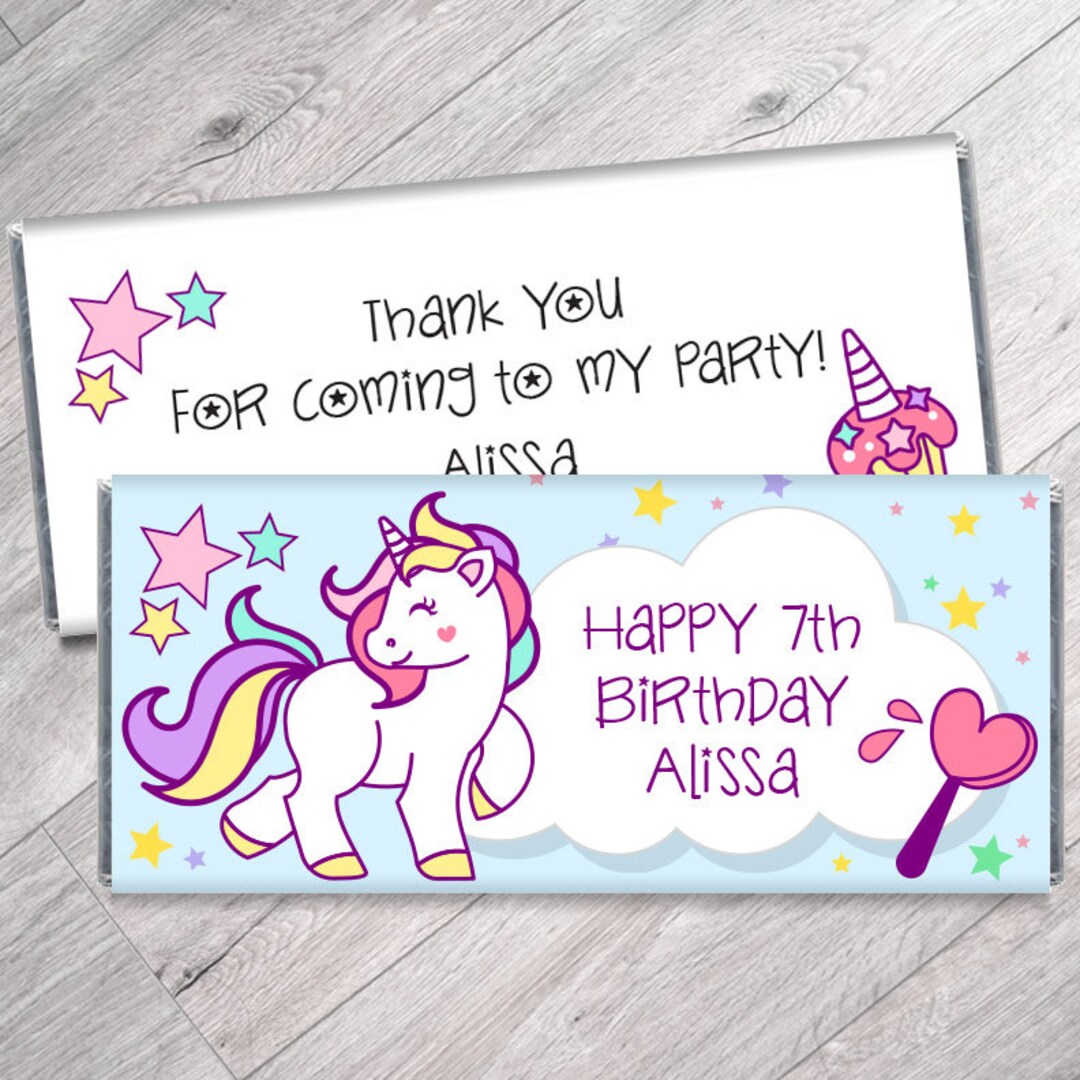 We Print - Unicorn Candy Bar Wrappers - Unicorn and Rainbows Birthday ...