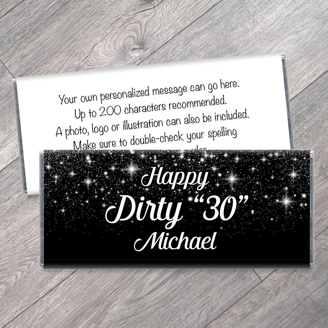 Dirty 30 Candy Bar Wrappers - Personalized Dirty 30 Party Favors ...