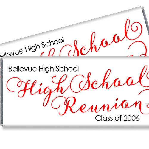 Script High School or College Reunion Candy Bar Wrappers - Etsy