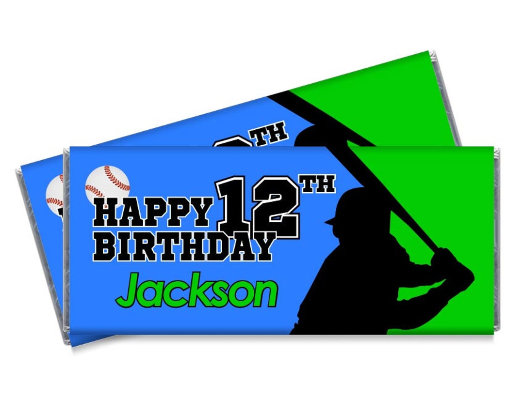 Silhouette Baseball Candy Bar Wrappers - Baseball Birthday Party Favors ...