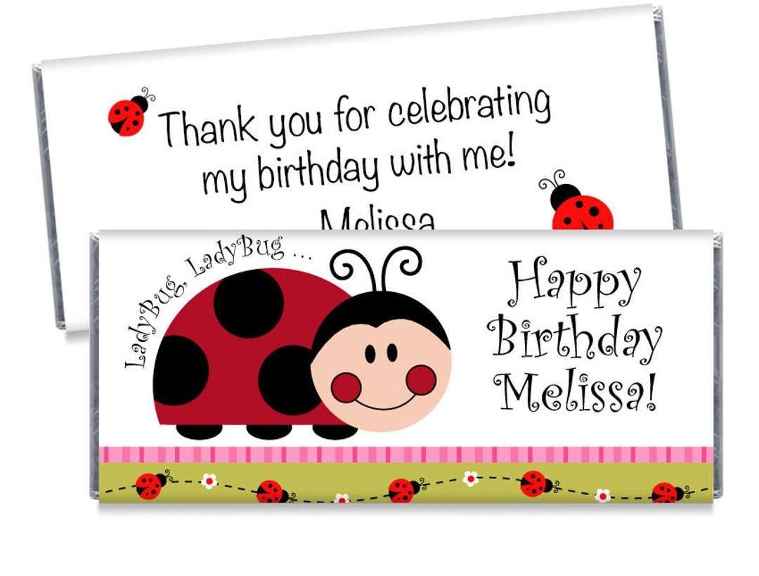 Ladybug Girl Birthday Party Candy Bar Wrapper Favors Ladybug Candy Bar ...