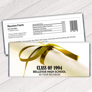 Diploma Personalized School Reunion Favors. Reunion Candy Wrappers ...
