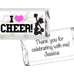I Heart Cheer Mini Candy Bar Labels Cheer Labels for - Etsy