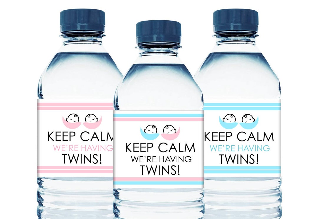 Keep Calm We're Having Twins Water Bottle Labels - Favors for a Twin ...