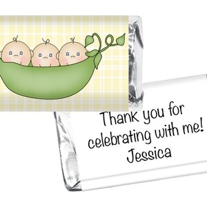 Triplets Sweet Pea Mini Candy Bar Labels - Triplet Mini Candy Wrappers ...