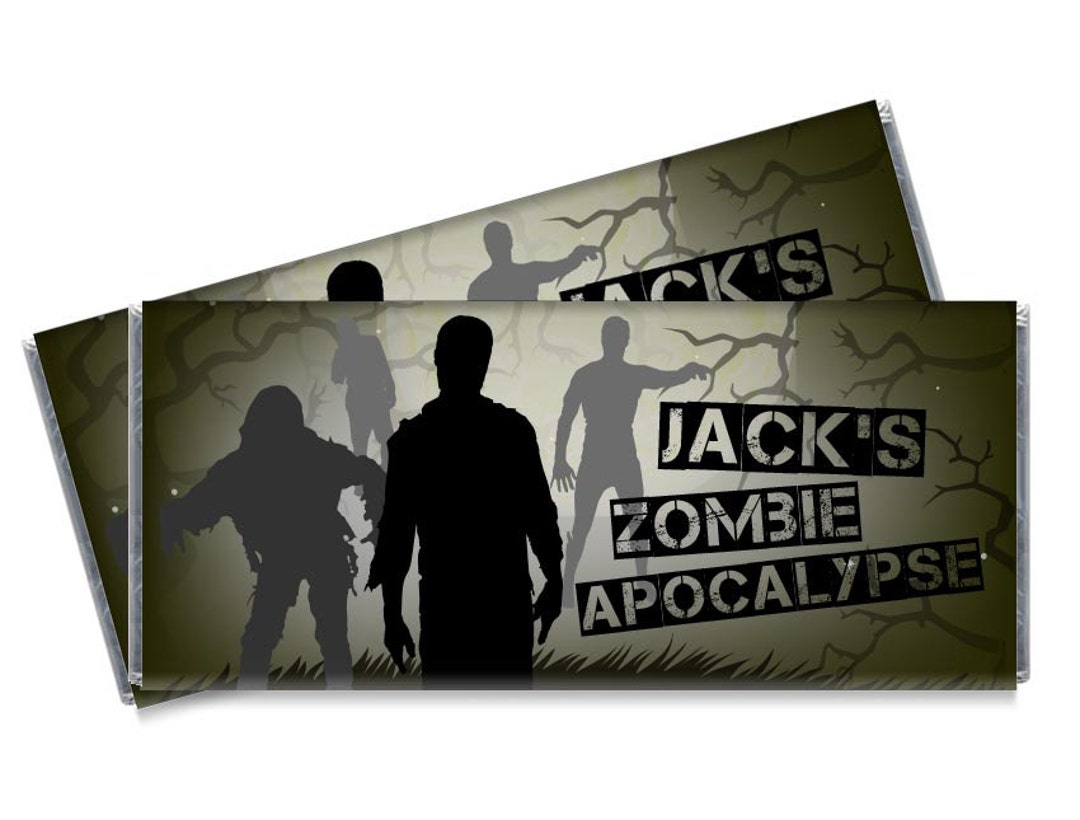 Zombie Apocalypse Candy Bar Wrappers - Zombie Birthday Party Favors ...