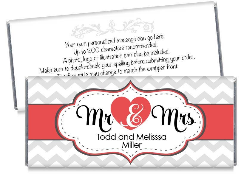 Mr and Mrs Wedding Candy Bar Wrappers Chevron Mr and Mrs | Etsy