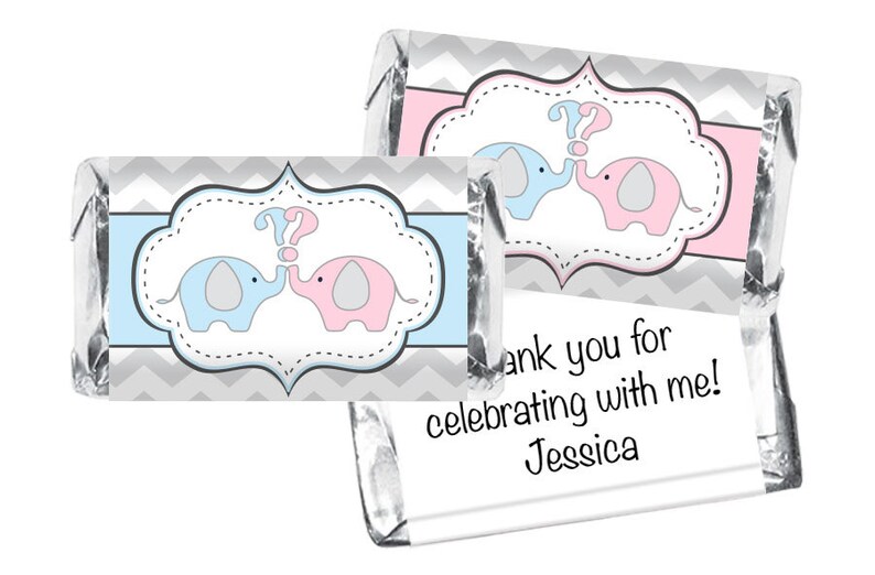 Gender Reveal Mini Candy Bar Labels. Boy or Girl Elephant - Etsy