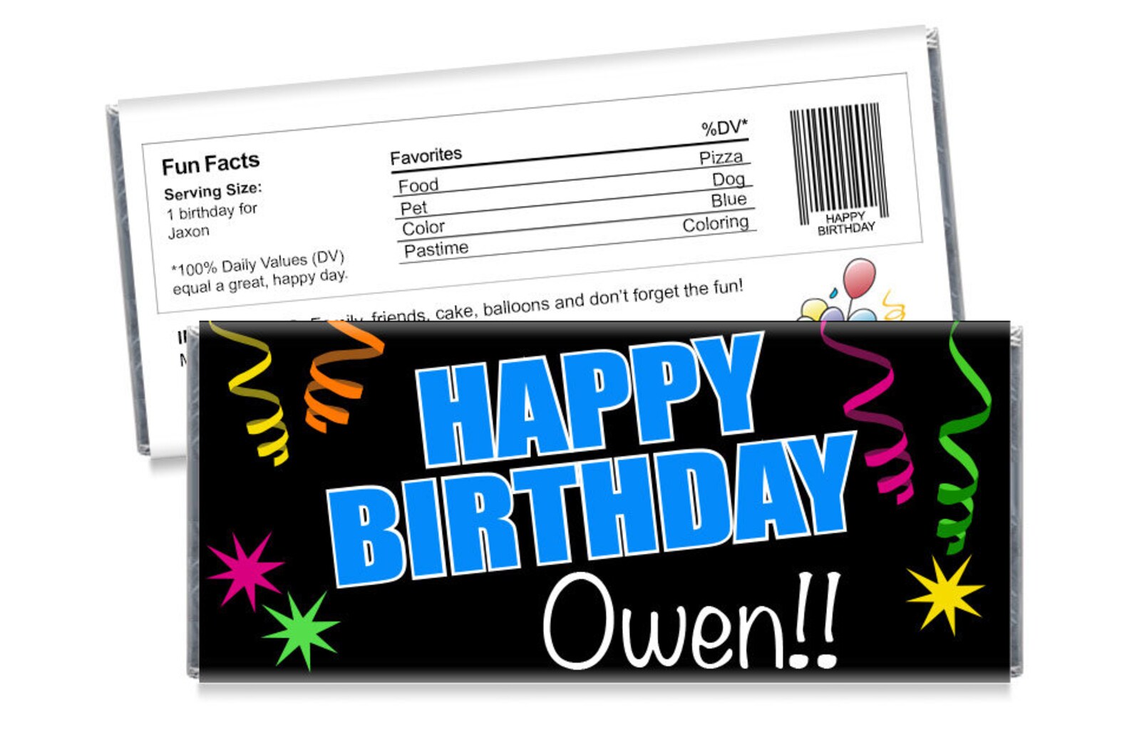 Happy Birthday Candy Bar Wrappers With Streamers - Etsy