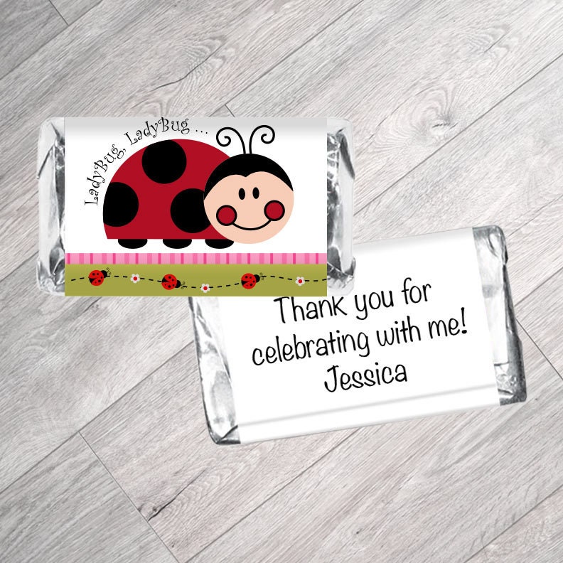 Ladybug Mini Candy Bar Labels - Ladybug Baby Shower Wrappers for ...