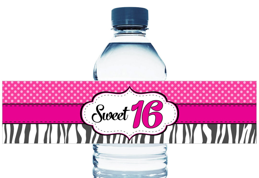 Sweet 16 Water Bottle Labels - Sweet 16 Birthday Water Bottle Labels ...