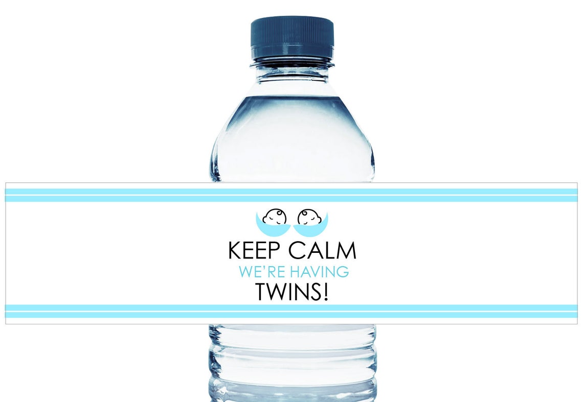 Keep Calm We're Having Twins Water Bottle Labels - Favors for a Twin ...