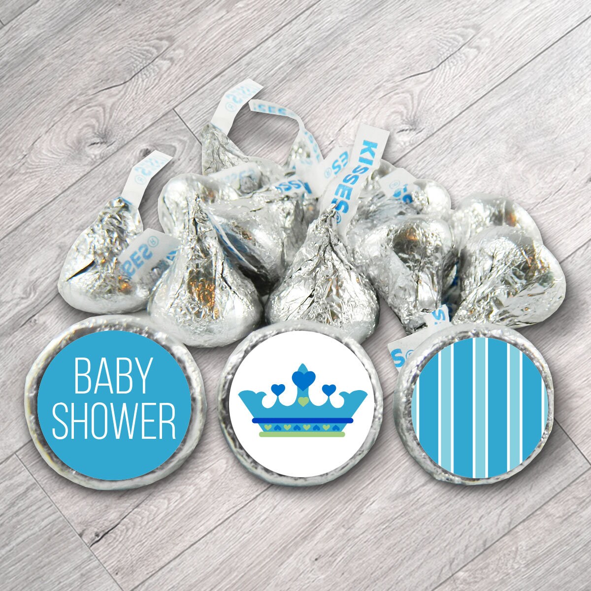Set of 108 - Prince Boy Baby Shower Stickers for Hershey's Kisses ...