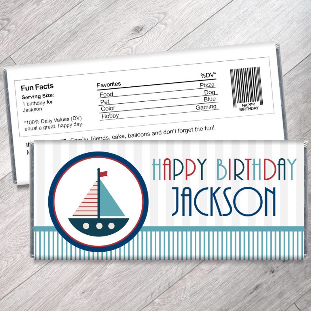 We Print - Nautical Themed Candy Bar Wrappers With Boat - Boat Birthday ...