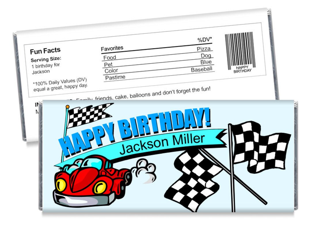 Car Themed Candy Bar Wrappers Race Car Birthday Party Favors Racecar ...