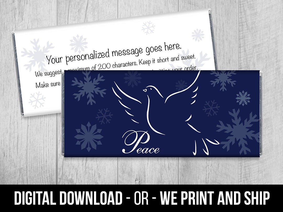 Holiday Candy Bar Wrappers - Peace Dove Holiday Personalized Candy Bar ...