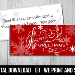 Season's Greetings Personalized Candy Bar Wrappers - Holiday Candy Bar ...