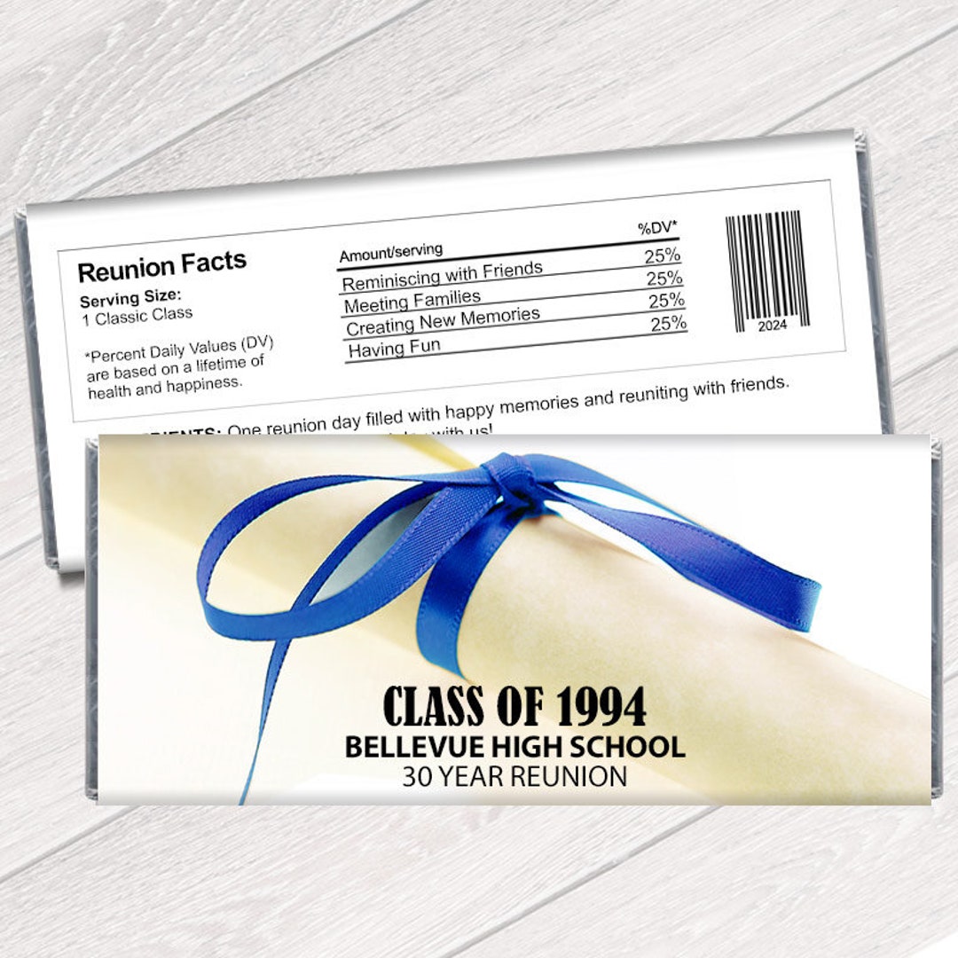 Diploma Personalized School Reunion Favors. Reunion Candy Wrappers ...