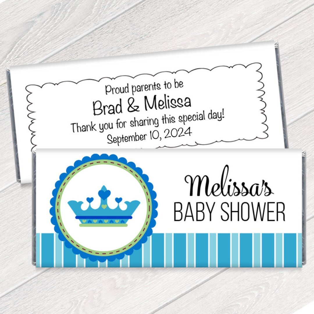 Prince Boy Baby Shower Candy Bar Wrappers - Prince Themed Baby Shower ...