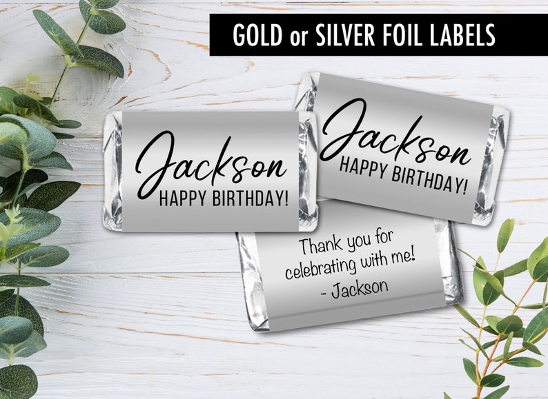 Set of 42 - Personalized Silver or Gold Metallic Foil Labels ...