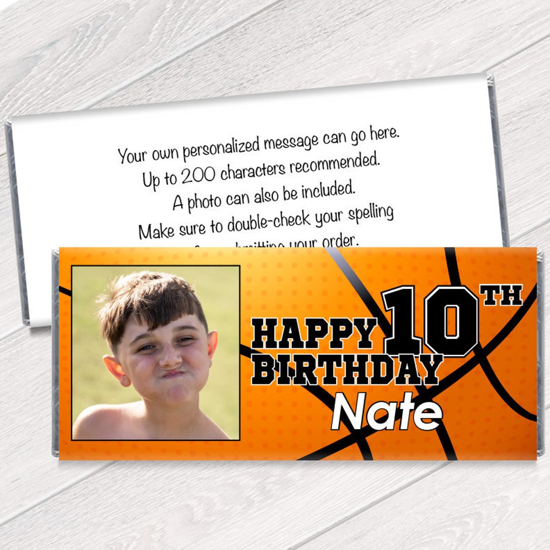 Set of 12 - Basketball Candy Bar Wrappers With Photo - Basketball ...