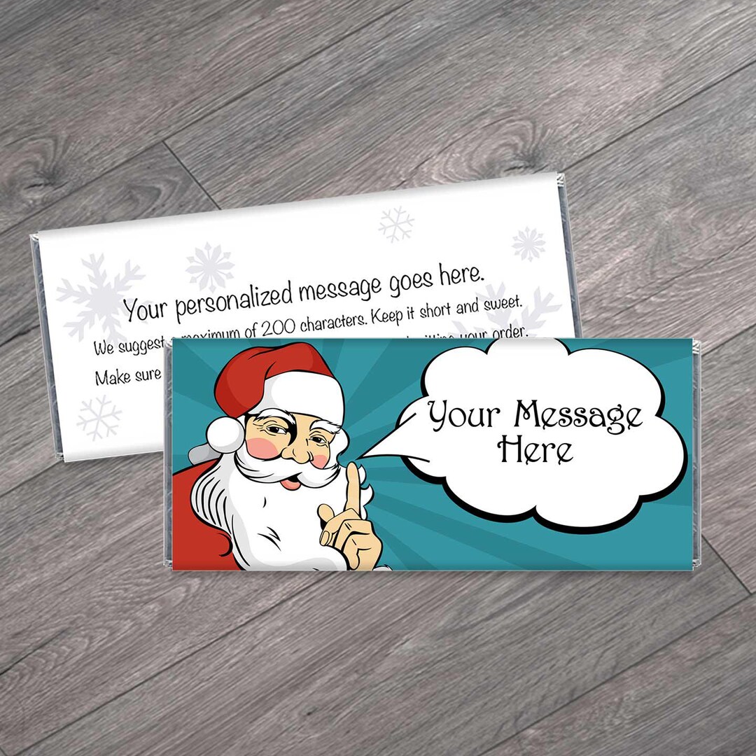 Set of 12 - Personalized Santa Christmas Candy Bar Wrappers With Talk ...