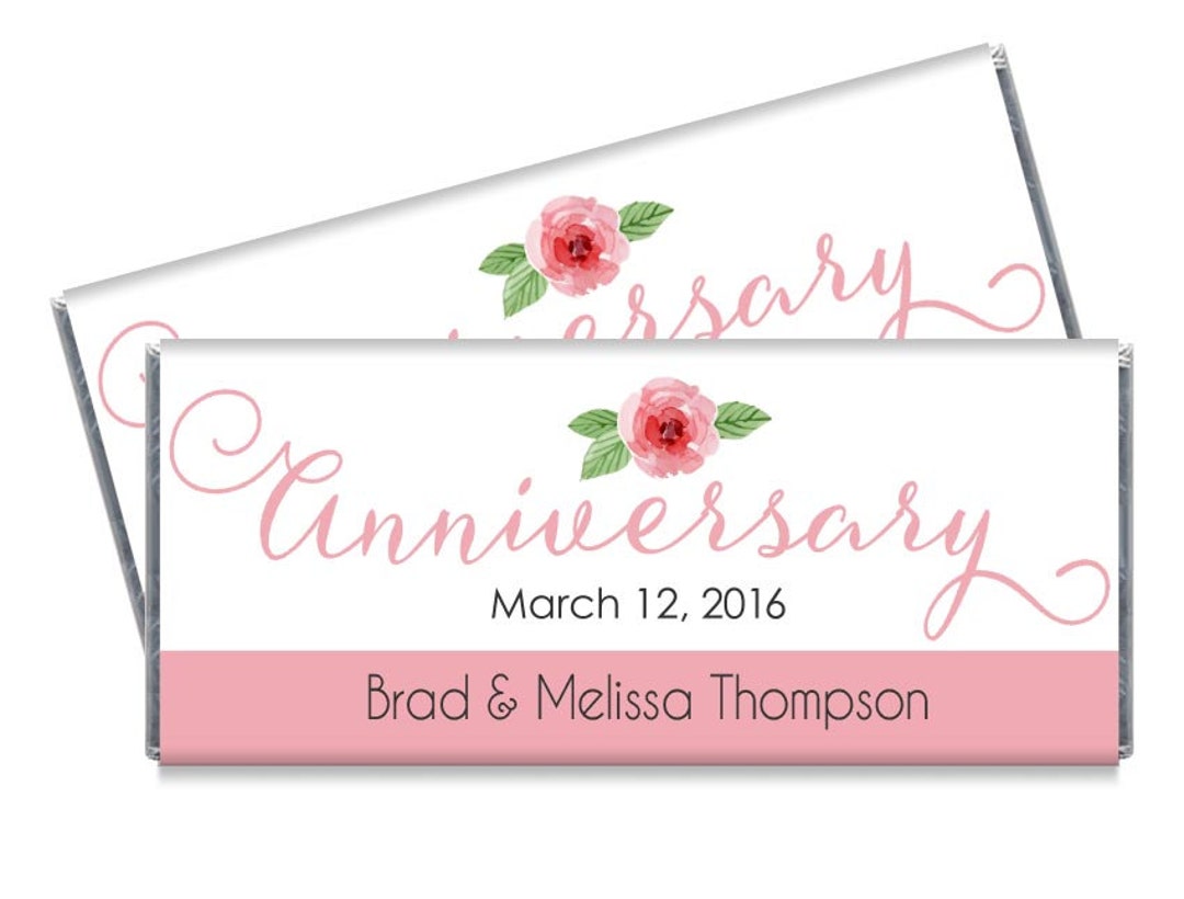Anniversary Candy Bar Wrappers - Wedding Anniversary Party Favors - Set ...