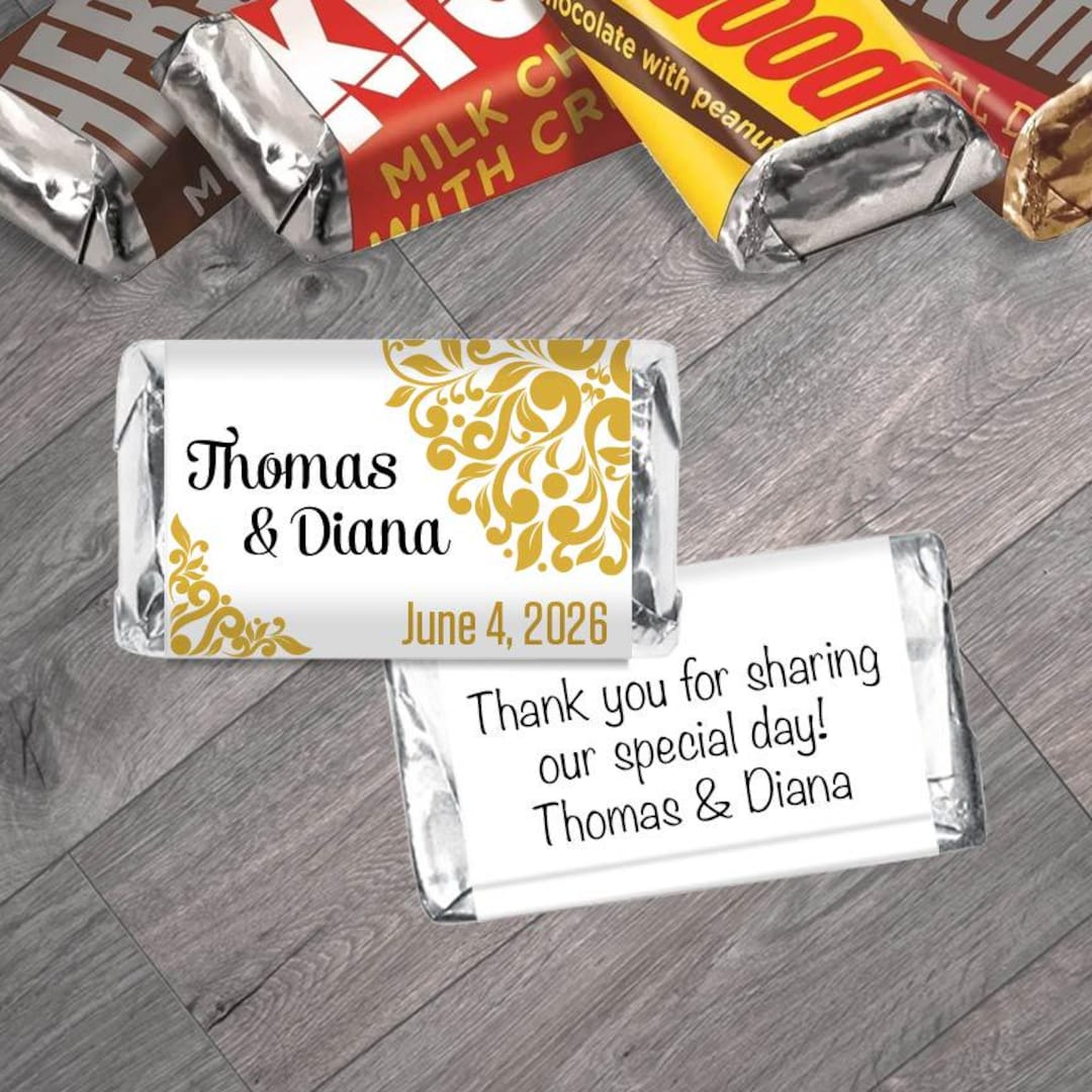 Any Color, Personalized Mini Candy Bar Labels - Mini Candy Bar Wrappers ...