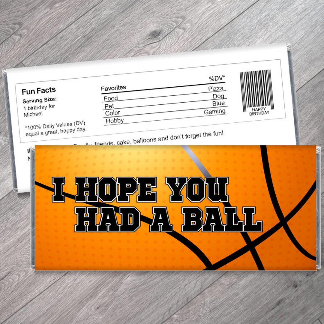 Basketball Candy Bar Wrappers - Personalized Basketball Birthday Party ...