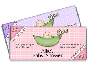 Set of 12 Sweet Pea Candy Bar Wrappers Pea in a Pod Baby | Etsy