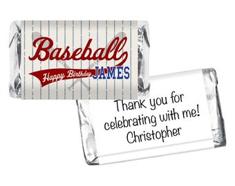 Baseball Birthday Party Personalized Candy Bar Wrappers - Etsy