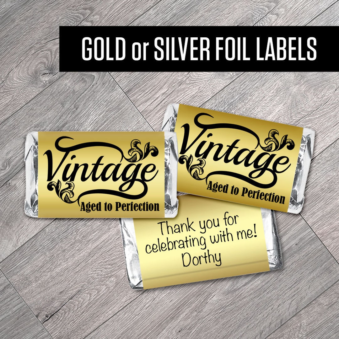 Vintage Aged to Perfection Personalized Silver or Gold Metallic Foil ...