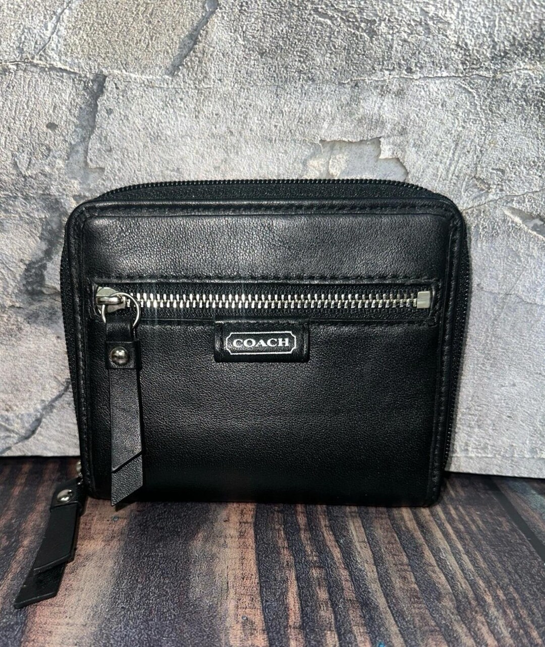 Vintage Coach Rare Daisy Wallet Black/silver Leather New With Tags - Etsy