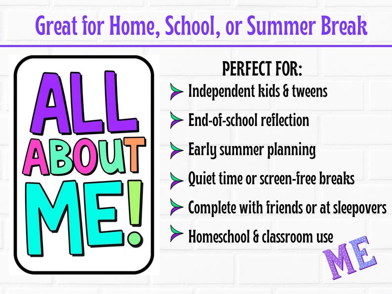 All About Me Summer Printable for Kids Ages 8–12 | Reflection ...