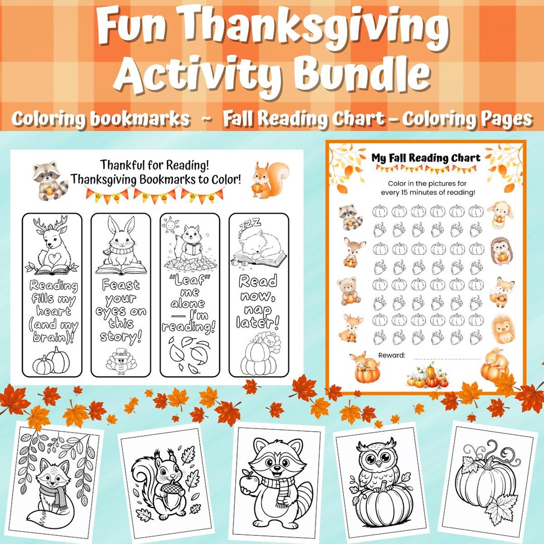 Printable Thanksgiving Coloring Bookmarks for Kids | Woodland Animals ...
