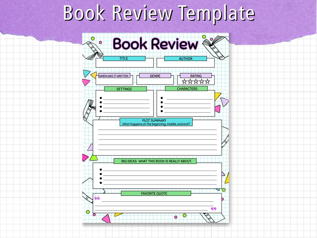 Book Review Worksheet for Kids Ages 6–10 | Printable Reading Response ...