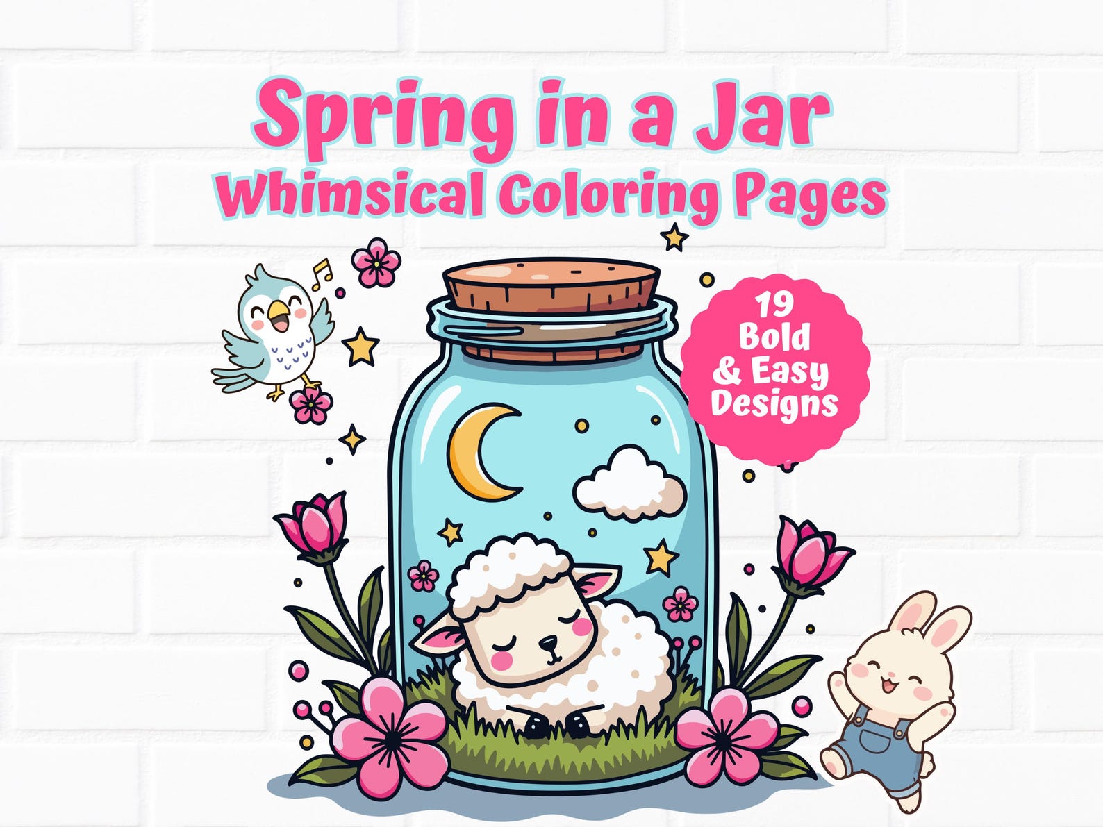 Spring in a Jar Coloring Pages for Kids | Printable Spring Animals PDF ...