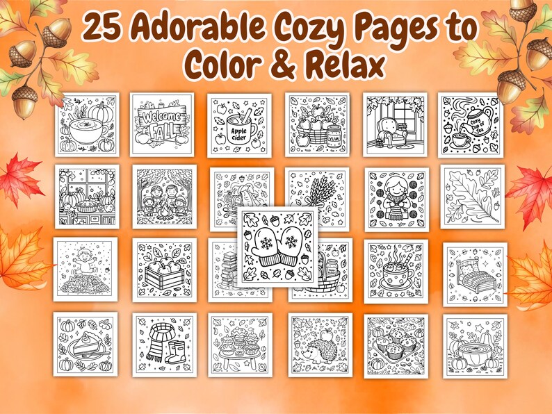 Printable Cozy Autumn Coloring Pages for All Ages | 25 Bold & Easy Fall ...