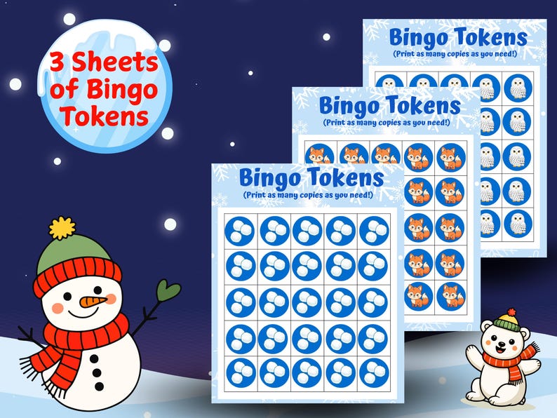 Winter Bingo Game | 30 Printable Cards | Kids Bingo Activity | Snow Day ...