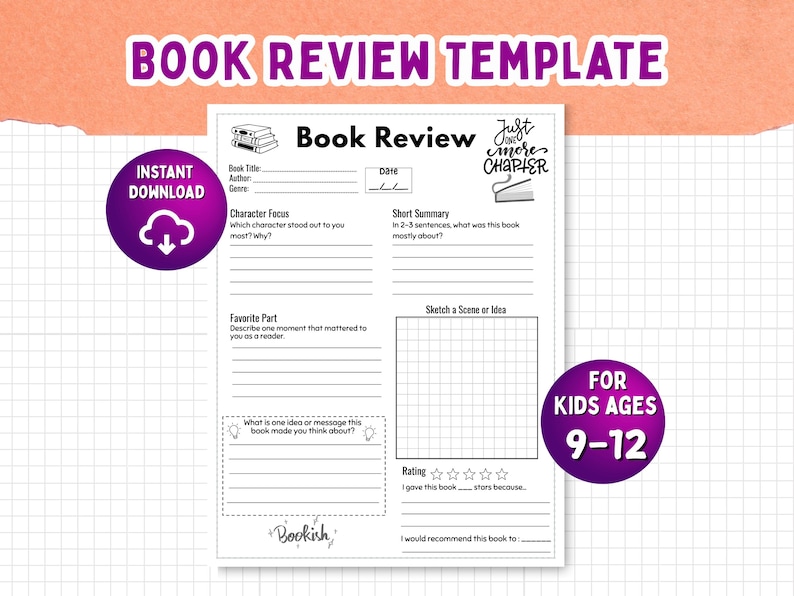 Simple Book Review Template for Kids Ages 9–12 | Upper Elementary ...