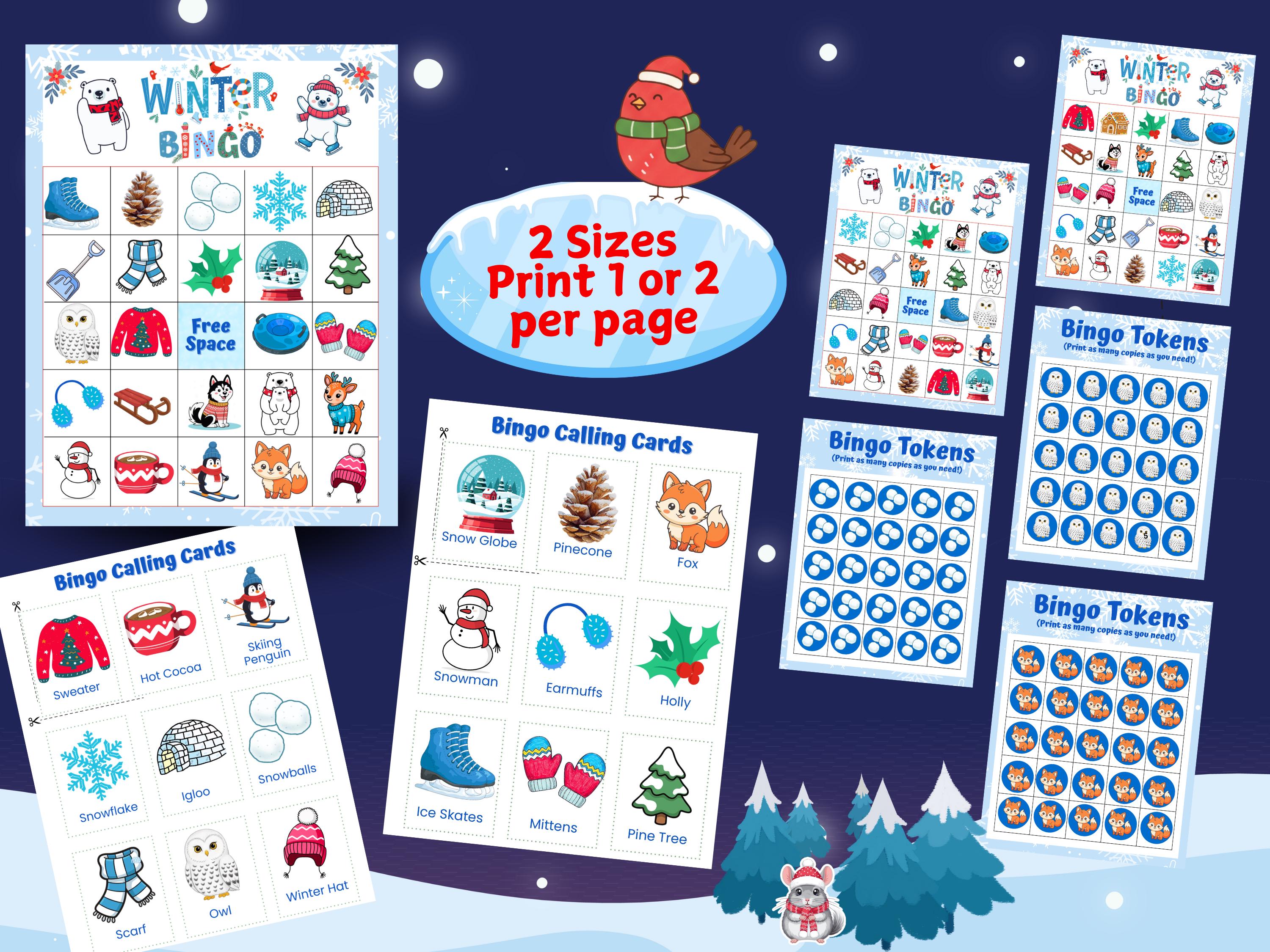 Winter Bingo Game | 30 Printable Cards | Kids Bingo Activity | Snow Day ...