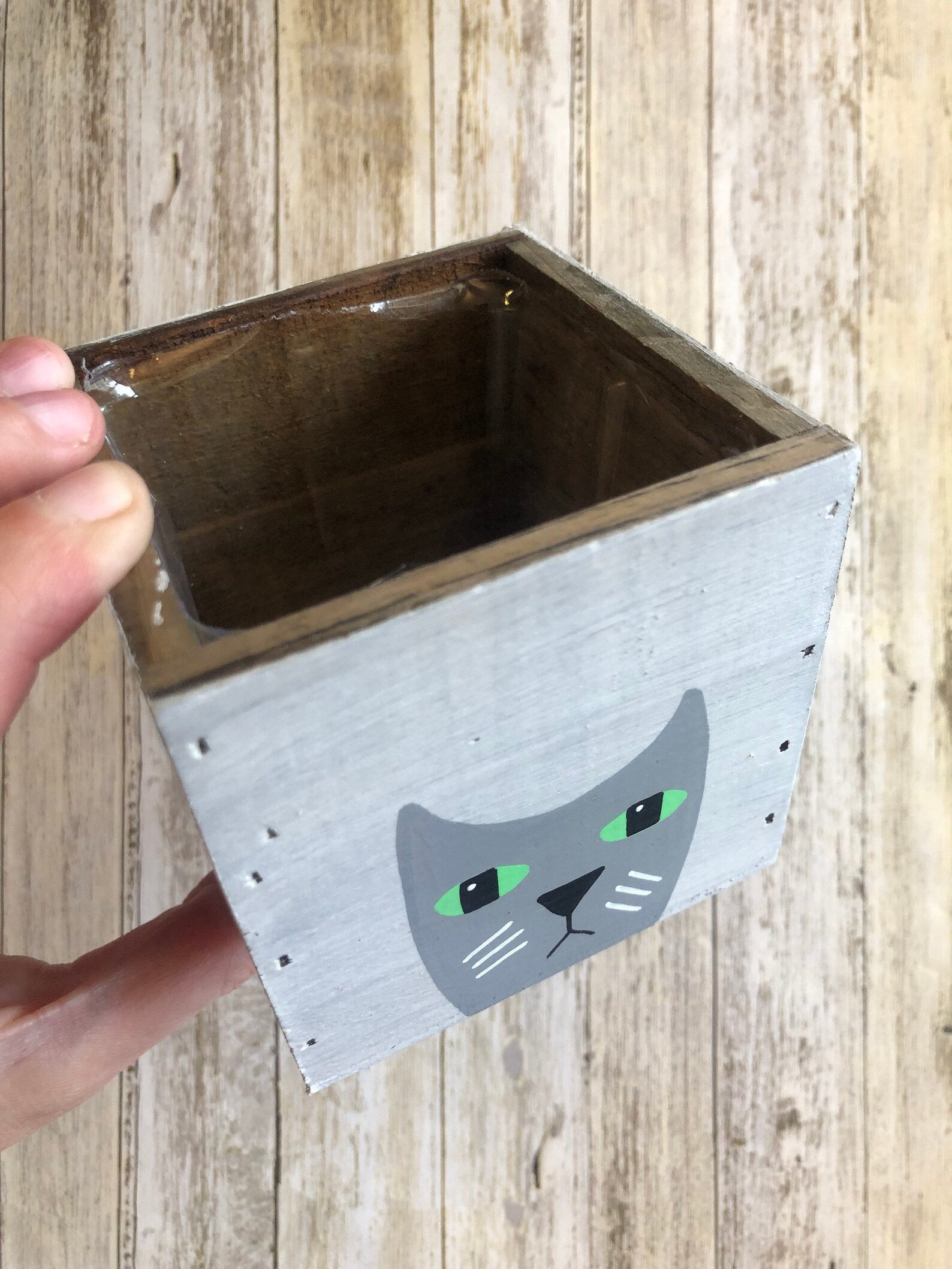 Set of 3 Small Wood Cat Planters, Succulent Garden Gift for Cat Lovers ...