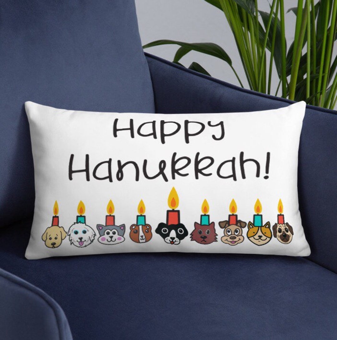 Happy Hanukkah Dog Pillow, Chanukah Dog Menorah, Funny Jewish Gifts ...