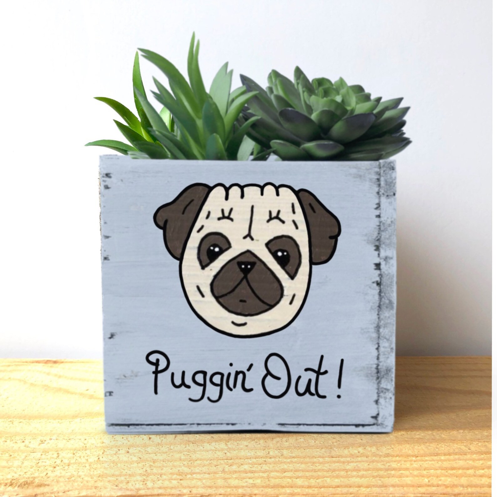 Pug Succulent Planter Gift for Dog Lover Cute Pet Garden Box - Etsy