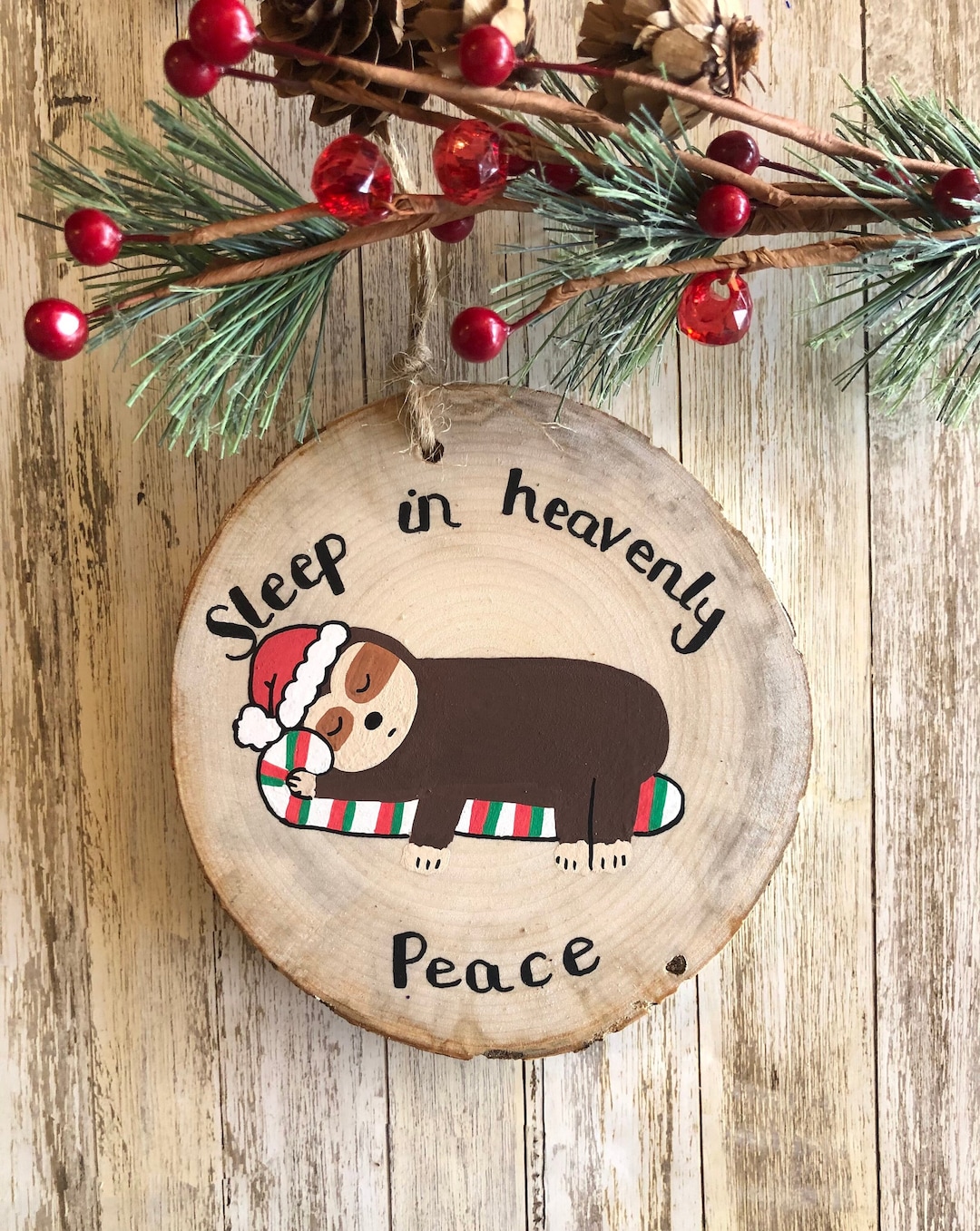 Sloth Ornament, Sleep in Heavenly Peace, Sloth Christmas, Santa Sloth ...
