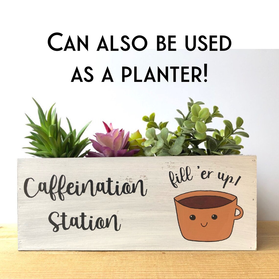 Caffeination Station Cute Coffee Tea Organizer Planter and - Etsy