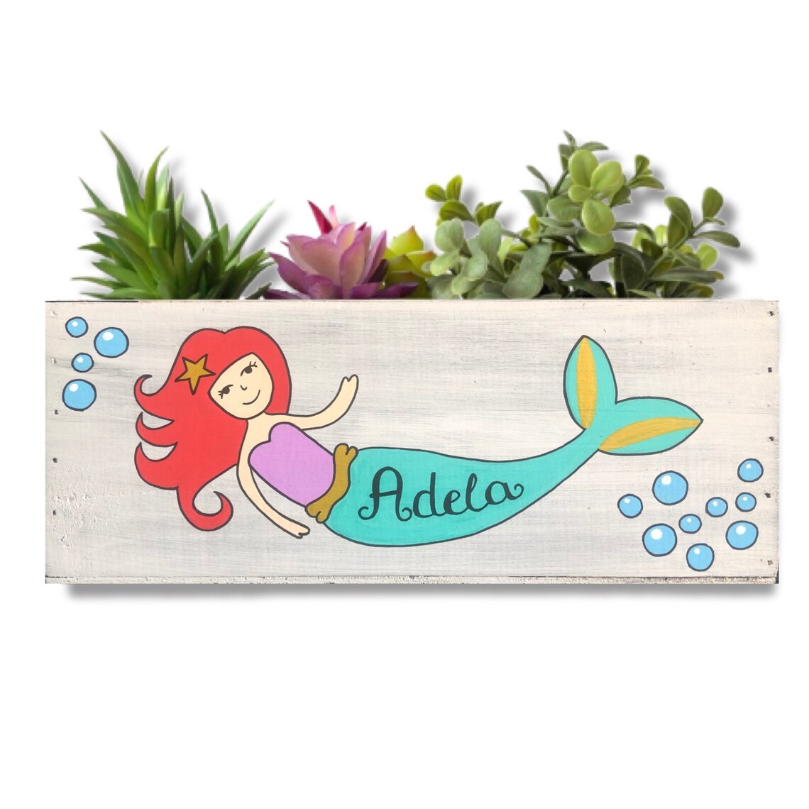 Personalized Mermaid Planter Ocean Theme Rustic Home Decor - Etsy