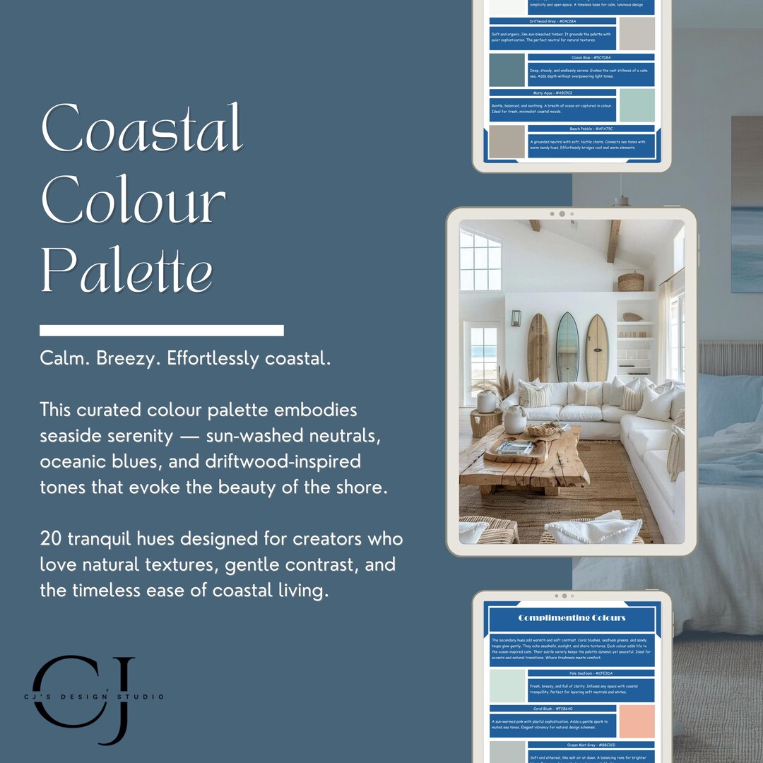 Coastal Calming Color Palette: 20 Peaceful Tones (PDF Download) - Etsy